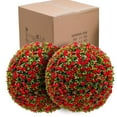 Ataucjin 2 PCS 15 inch Artificial Plant Topiary Ball,Flower Topiary ...