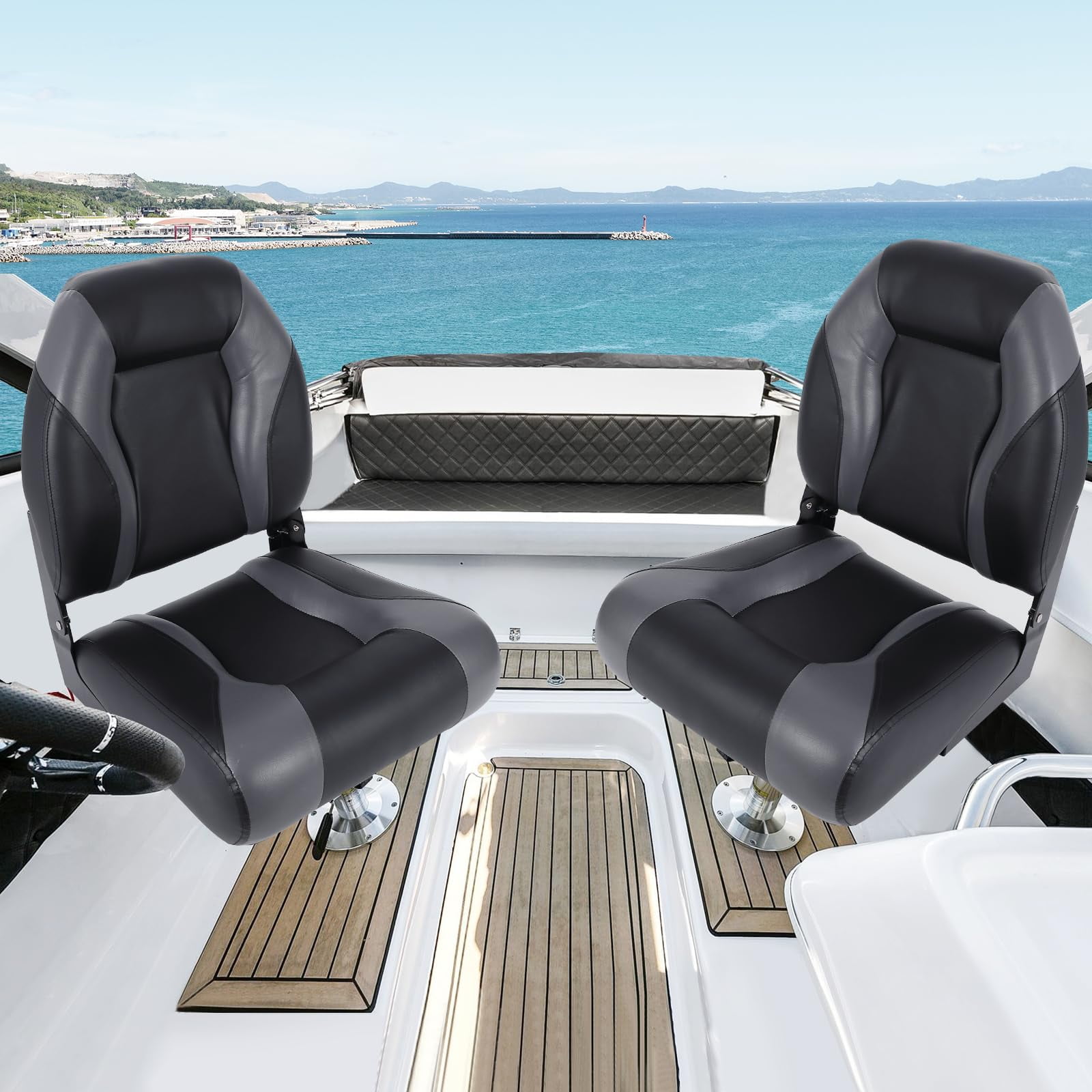 Ataucjin 2 Pack High Back Folding Fishing Boat Seat,Folding Boat Seats ...