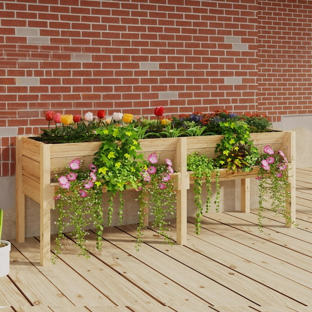 Ataucjin 2 Tier Raised Garden Bed With Legs Large Elevated Wood Raised ...