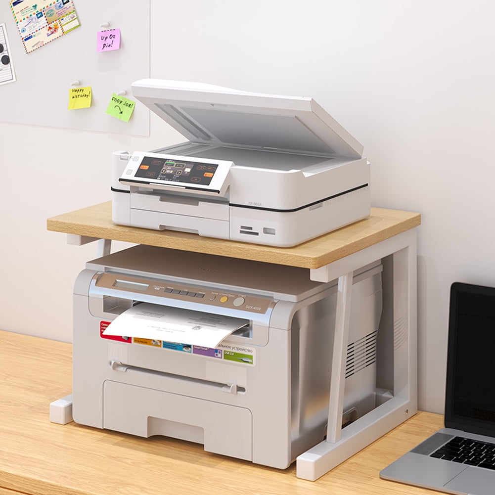 Ataucjin 2-Tier Wood Desktop Printer Stand, Under Desk Printer Table ...