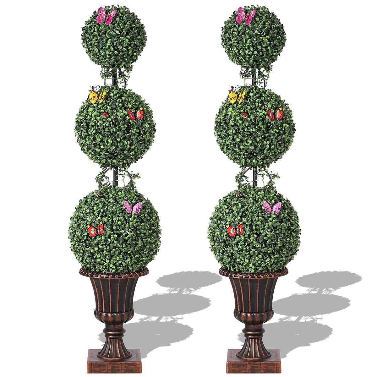 Ataucjin 2 pack 4FT Artificial Triple Ball Topiary Trees, Artificial ...