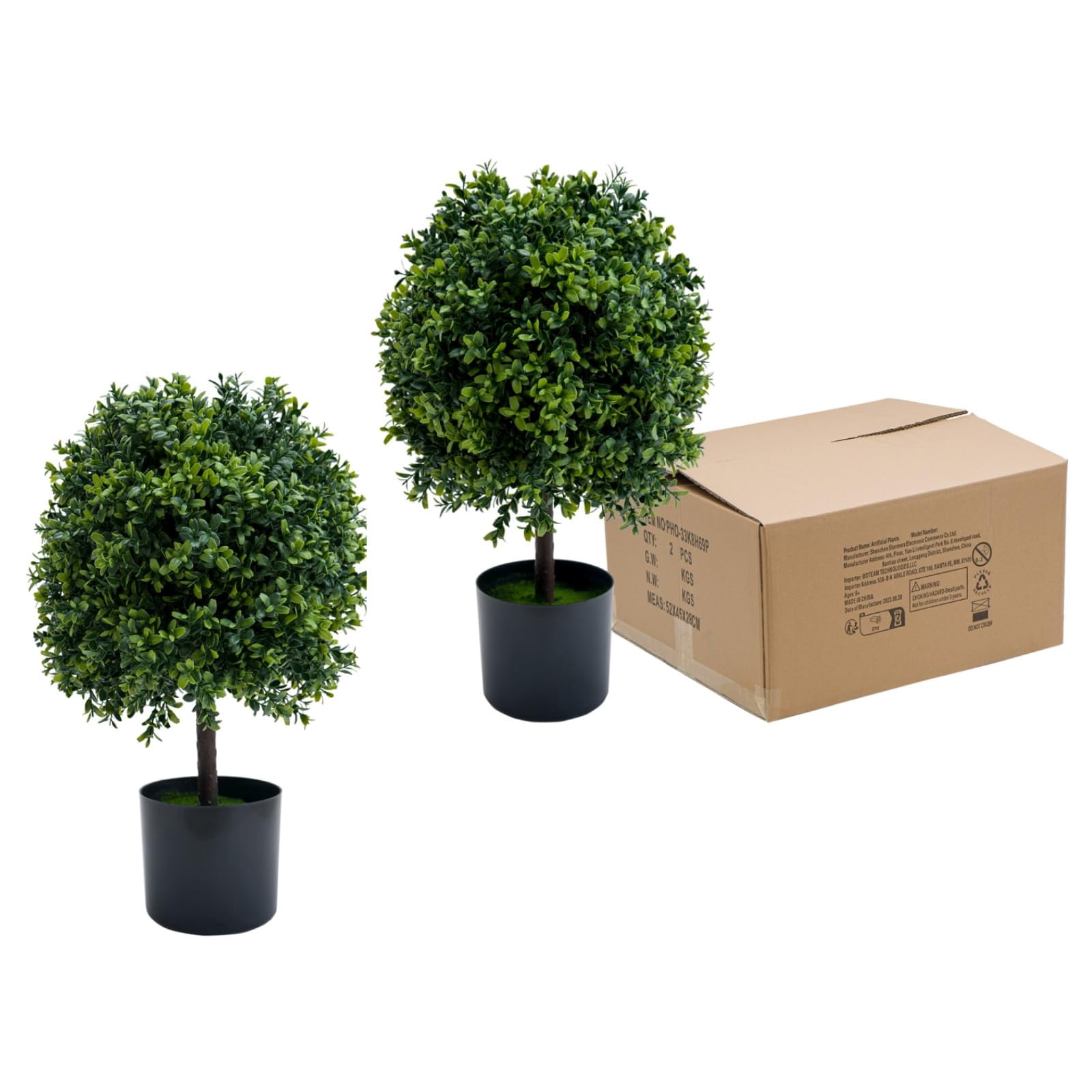 Ataucjin 20 Inch Artificial Topiary Boxwood Ball Trees,Fake Greenery ...