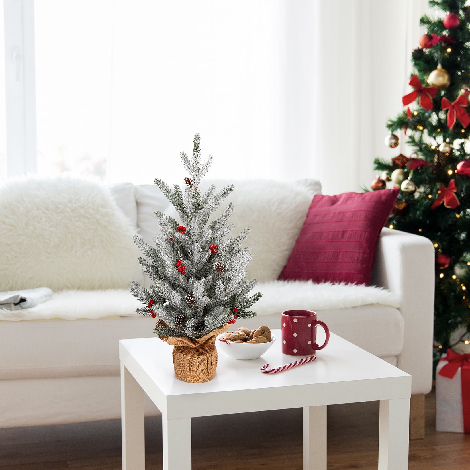 Ataucjin 24 Inch Table Top Christmas Tree, 2 Ft Artificial Small ...