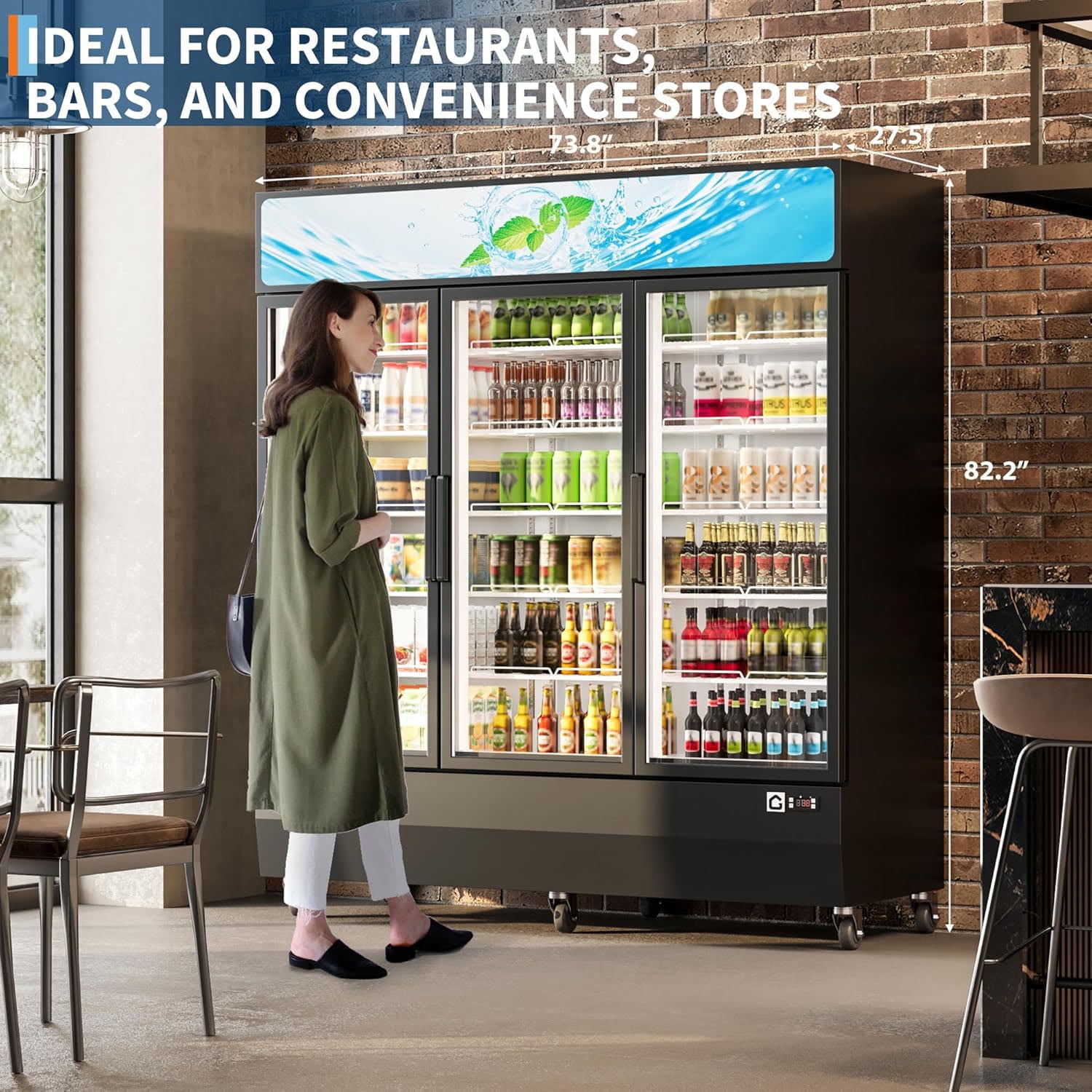 Ataucjin 28 Cu Ft Commercial Refrigerators 2 Doors,Glass Door ...