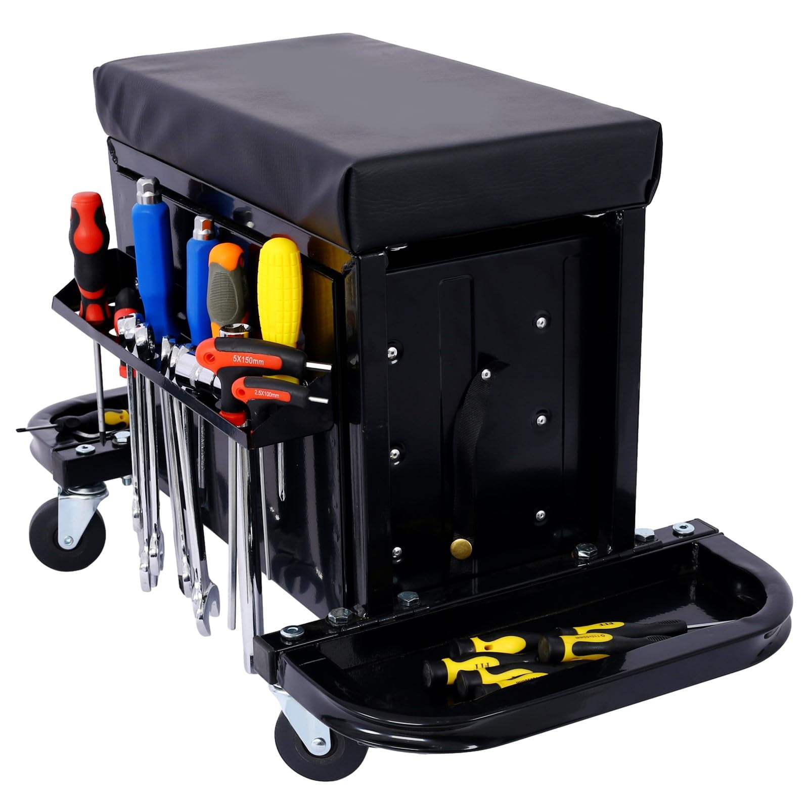 Ataucjin 3-Drawer Chest Rolling Mechanic Seat With Tool Trays 350lbs ...