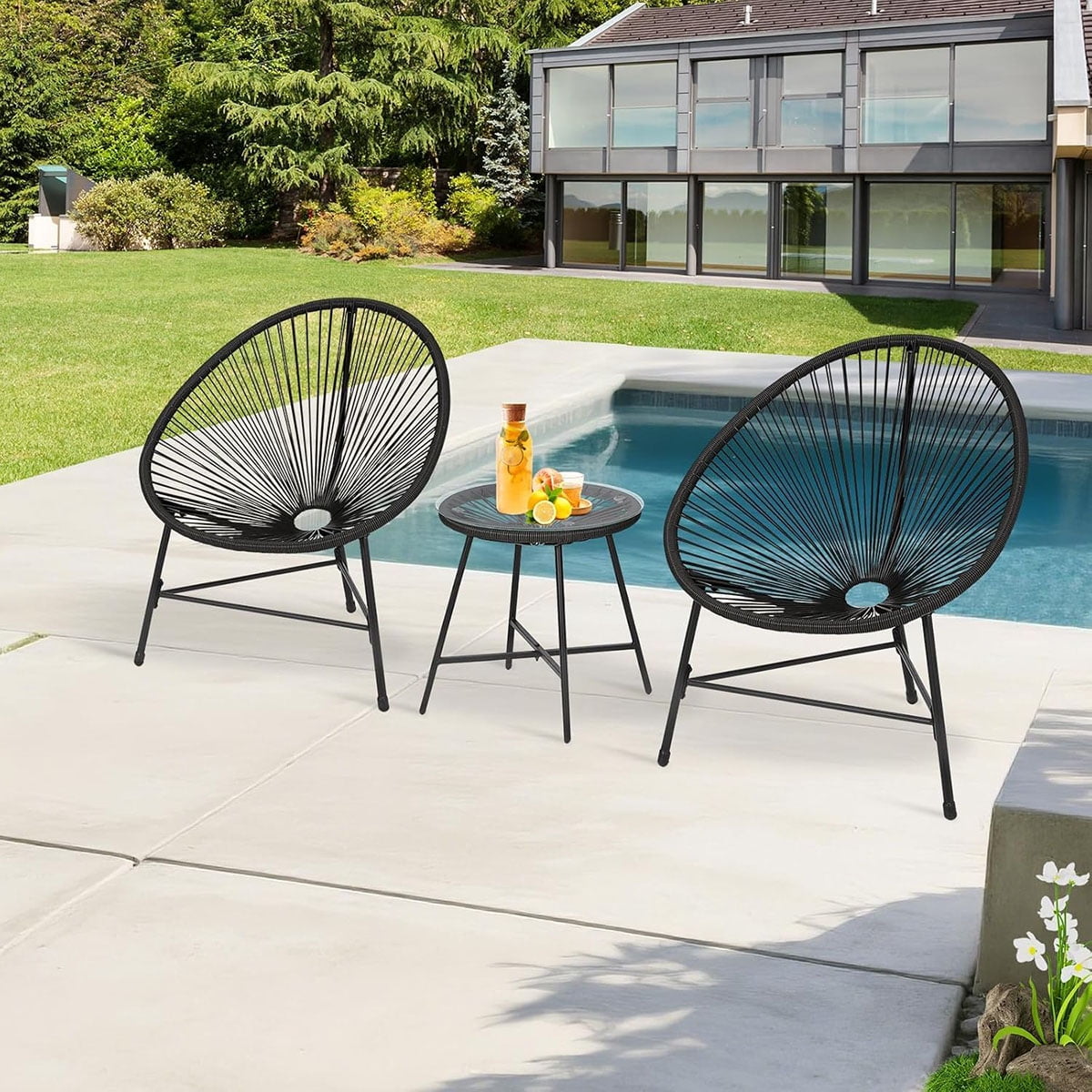 Ataucjin 3 Piece Acapulco Chair Set,Patio Bistro Set, Acapulco Chairs ...