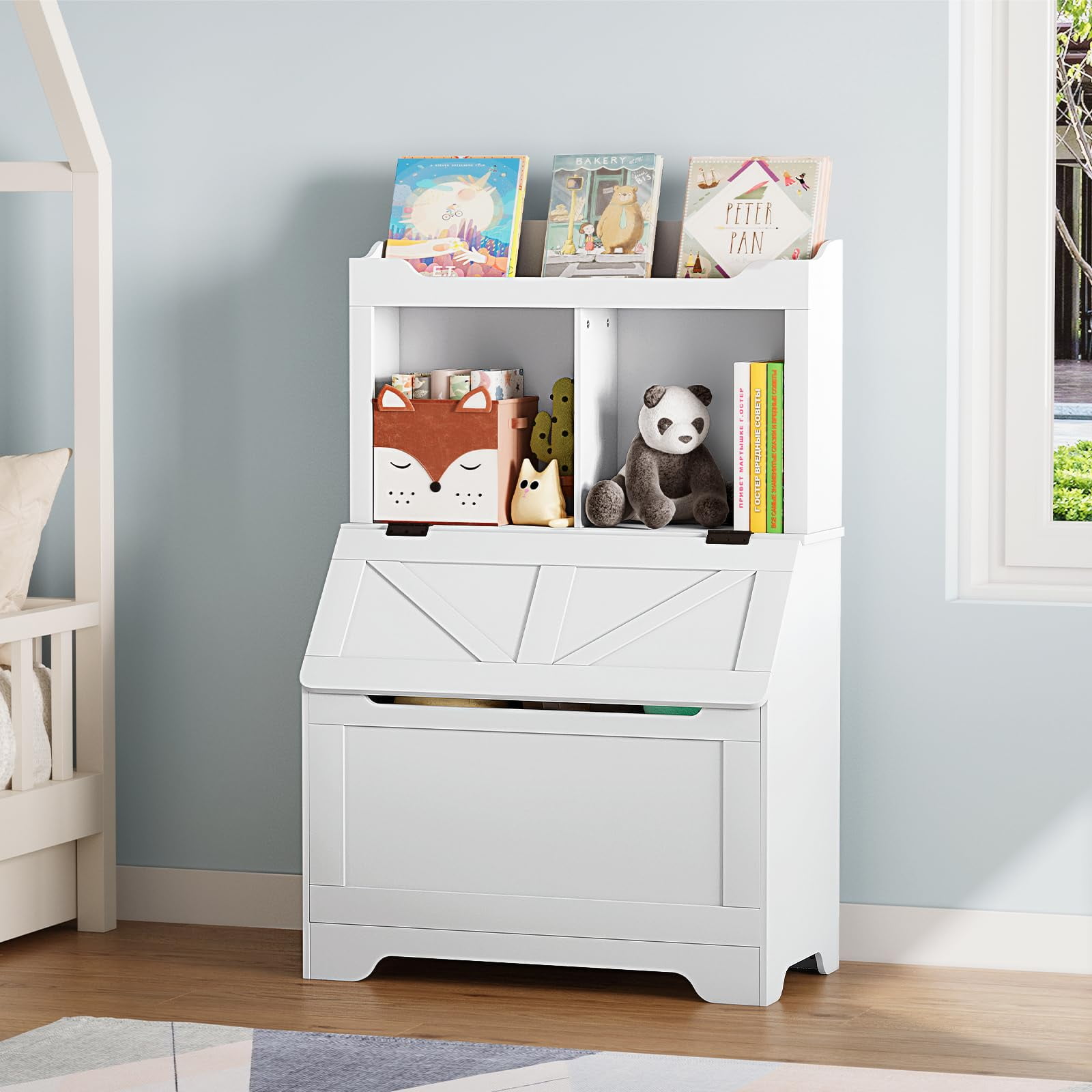Ataucjin 3-Tire Kids Bookshelf And Toy Storage Organizer Wooden Toy Box ...