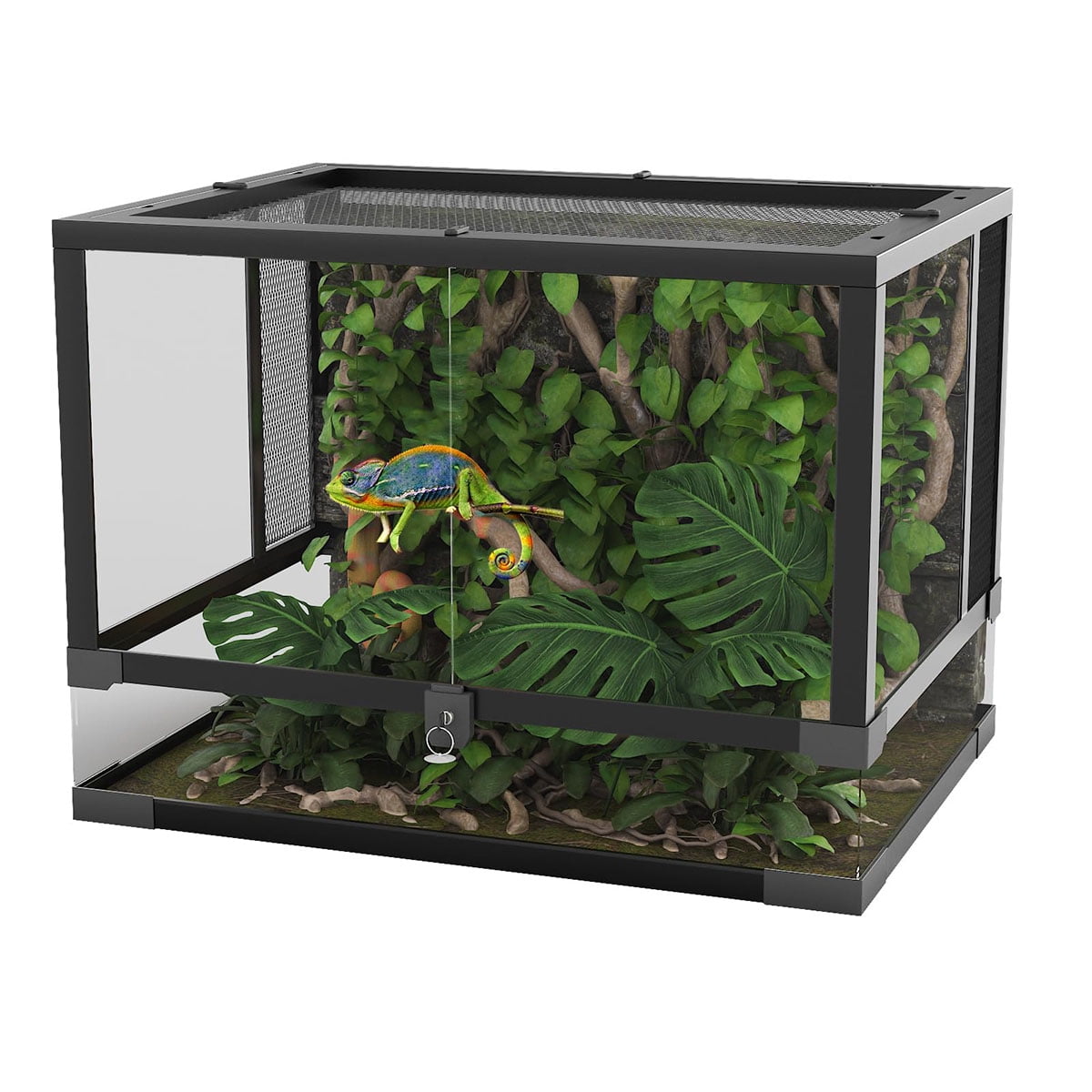 Ataucjin 34 Gallon Reptile Terrarium Tank with Top & Side Screen ...