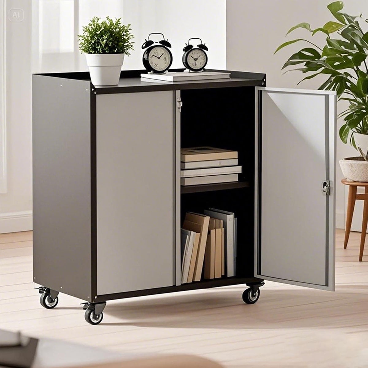 Ataucjin 35.43" High Garage Storage Cabinet with Wheels,Locking Steel ...