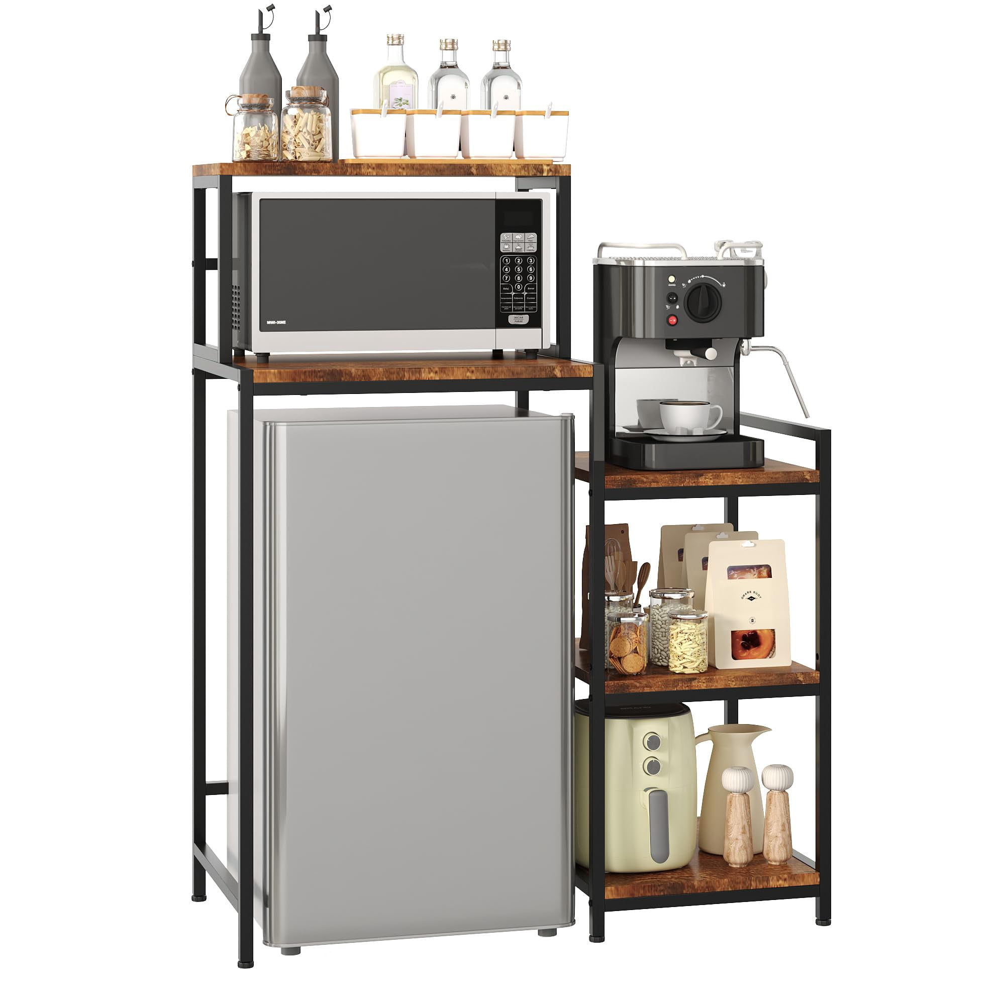 Ataucjin 35.8inch Mini Fridge Stand with Storage Shelf, 5-Tier ...