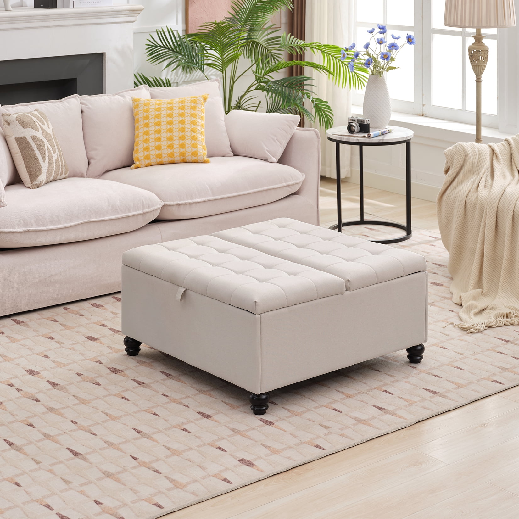 Ataucjin 35" Ottoman With Storage Square Folding Storage Ottoman Bench ...