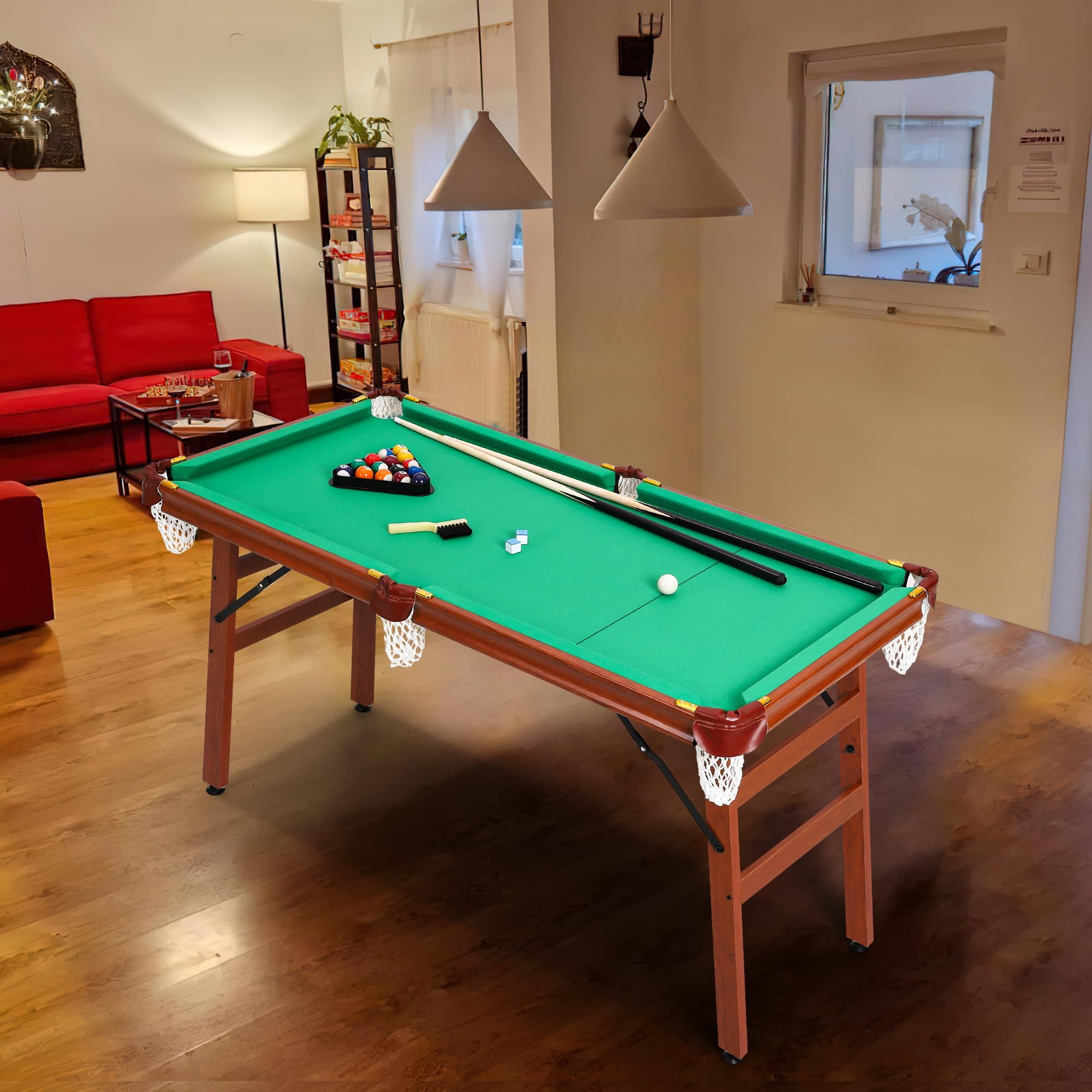 Ataucjin 4.5 FT Folding Pool Table, Compact Billiard Table, Portable ...