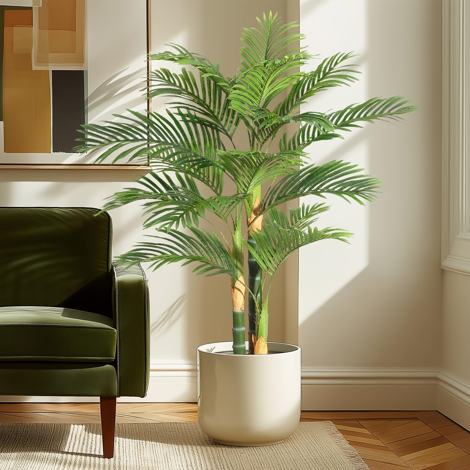Ataucjin 4/5FT Artificial Golden Cane Palm Tree Fake Palm Tree Faux ...
