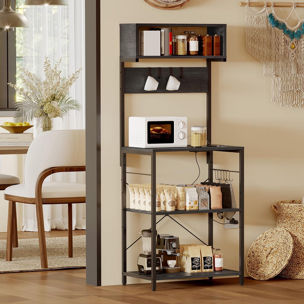 Ataucjin 4 Tiers Coffee Bar Station,Kitchen Bakers Rack with Power ...