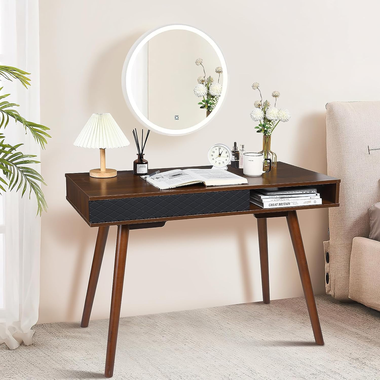 Ataucjin 42" Mid Century Home Office Desk Modern Writing Desk Simple ...