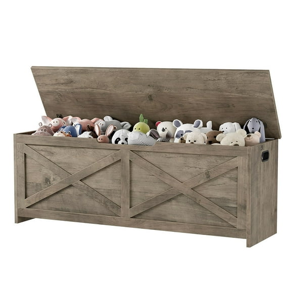 Storage Chest – 39" Wooden Storage Box with Flip-Top Lid, Safety Hinges ...