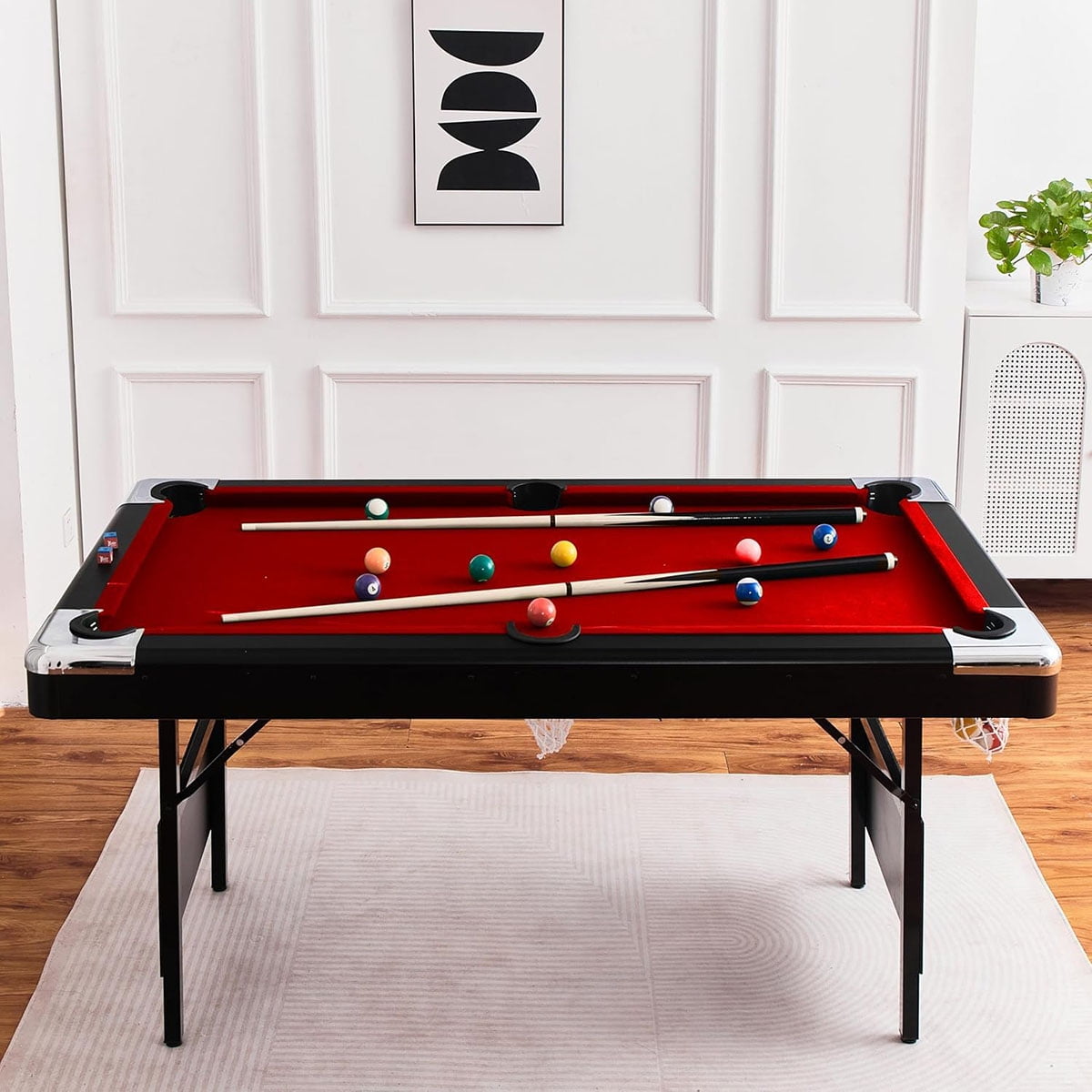 Ataucjin 5.5FT/6FT/7FT Billiards Table, Portable Pool Table with Easy ...