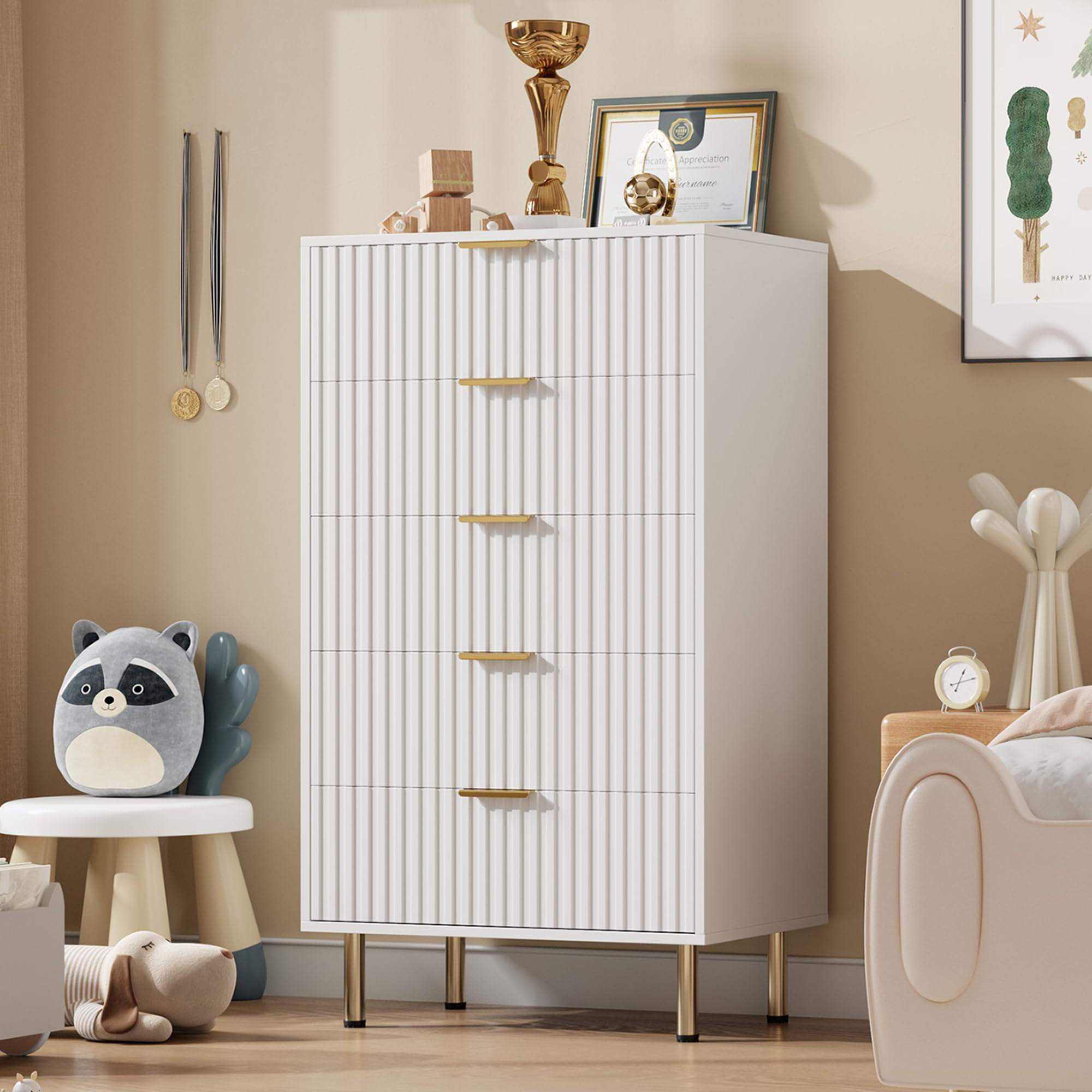 Ataucjin 5 Drawer Dressers for Bedroom,48” Tall Dresser Modern Closet ...