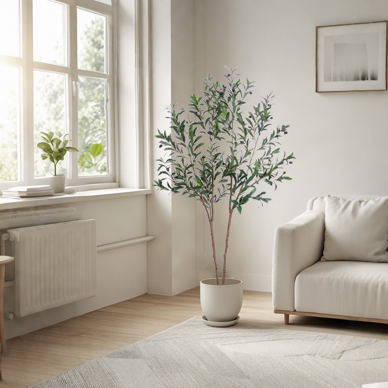 Ataucjin 6.9ft Artificial Olive Tree With AdjustableFaux Potted Olive ...