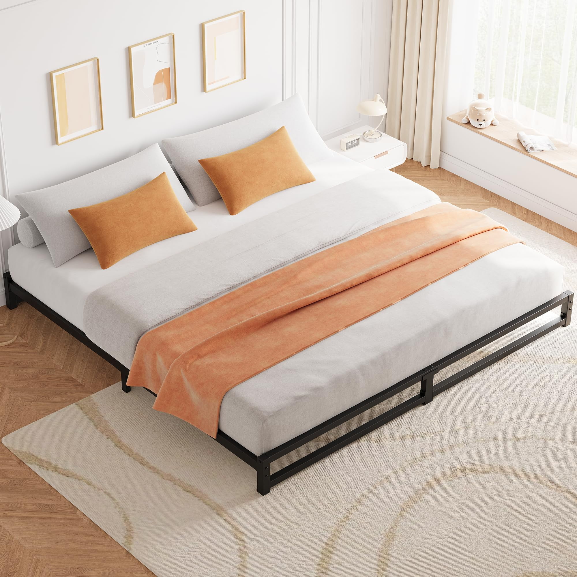 Ataucjin 6 Inch Full Size Bed Frame Queen Size Metal Platform Bed Frame ...