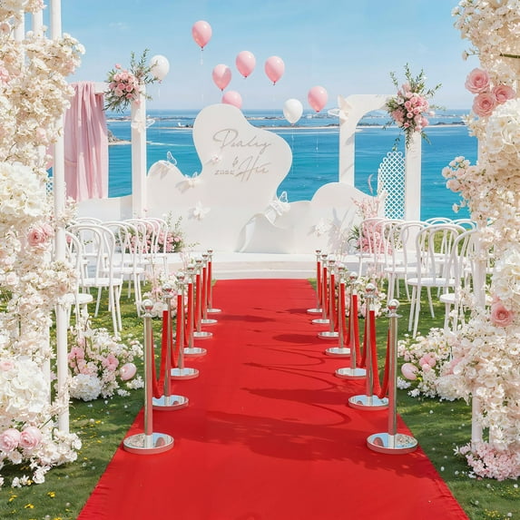 Ataucjin 6-Pack Crowd Control Stanchions with 4 Velvet Ropes & 26FT Red ...