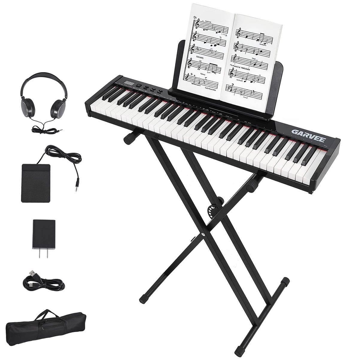 Ataucjin 61-Key Portable Keyboard with Semi-Weighted Keys, Includes ...