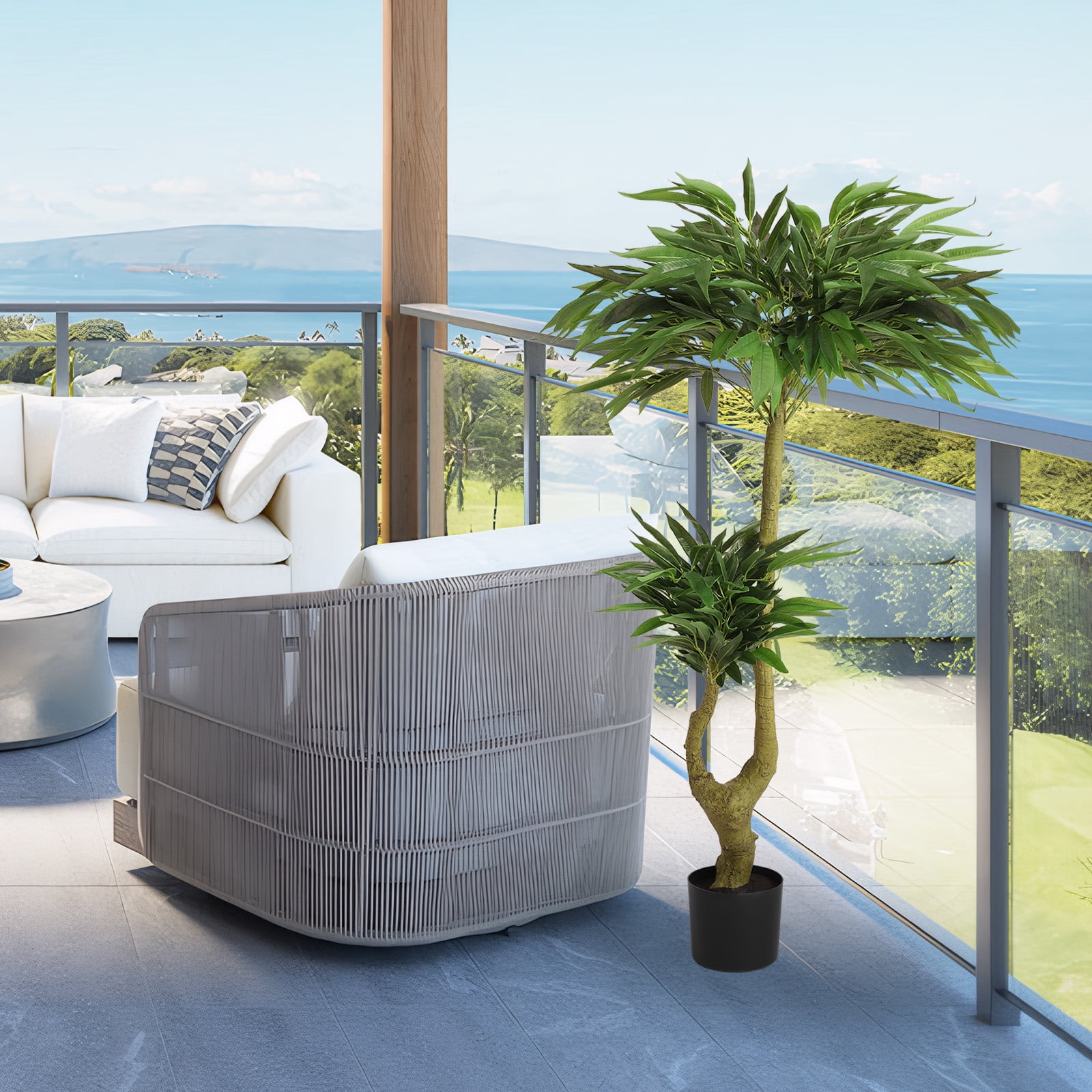 Ataucjin 63in Artificial Tropical Plant, Fake Floor Plant In Pot, Long ...