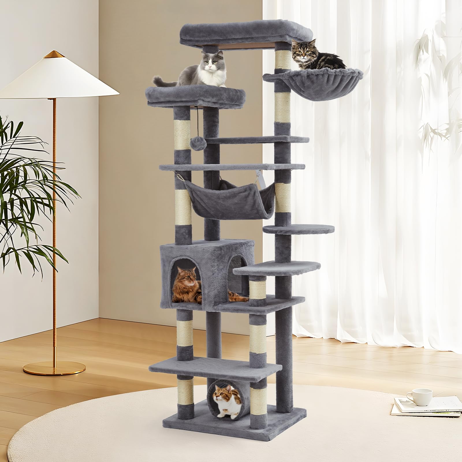 Ataucjin 67-Inch Multi-Level Cat Tree for Large Cats,Features ...