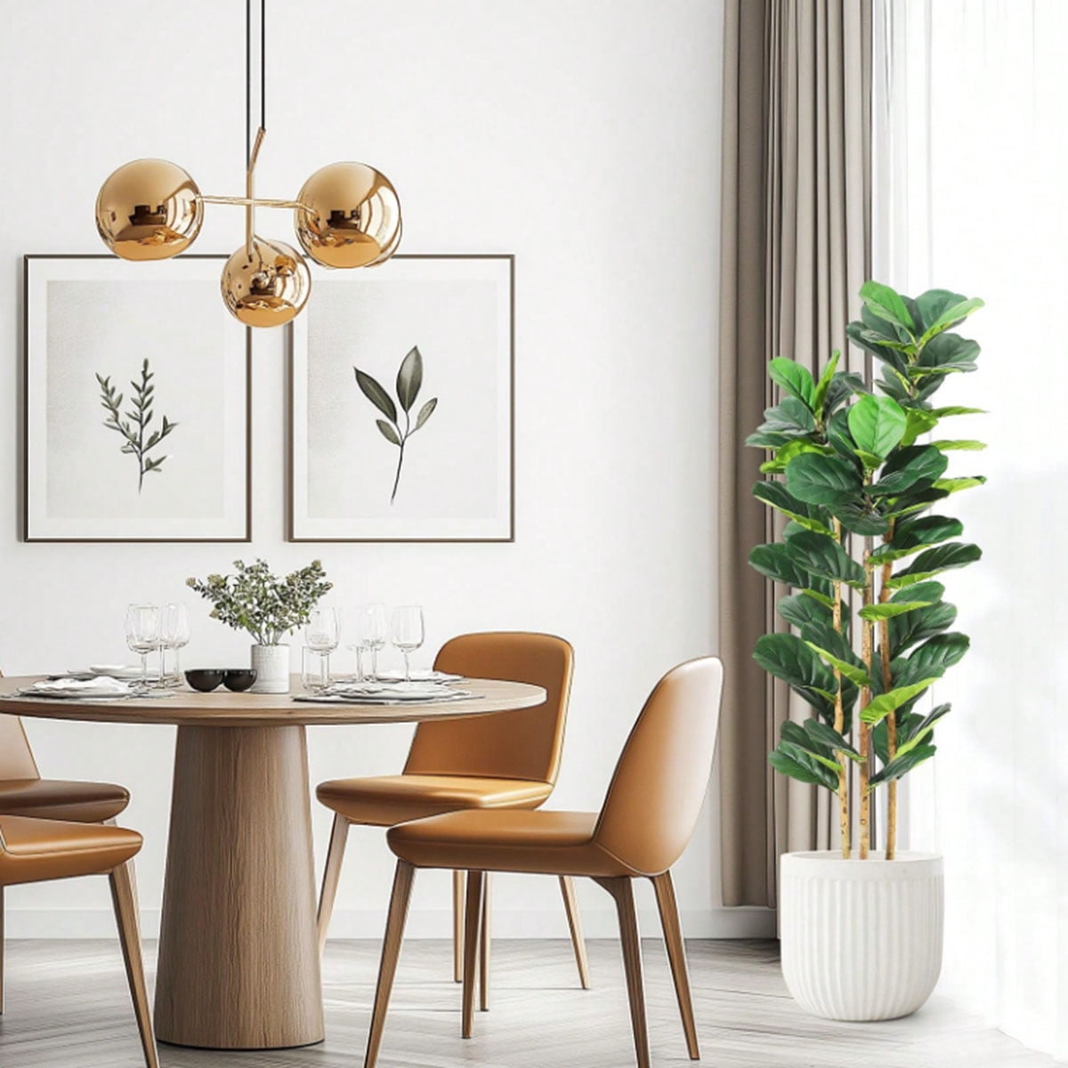 Ataucjin 6ft Tall Faux Ficus Tree Potted Fake Tropical Plants ...