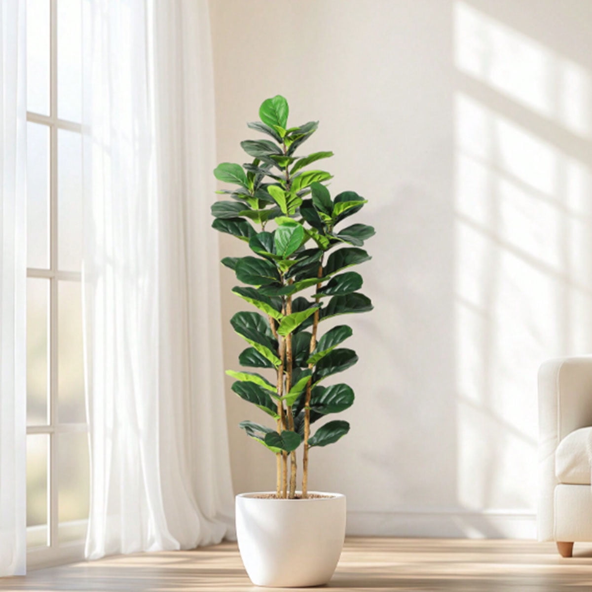 Ataucjin 6ft Tall Faux Ficus Tree Potted Fake Tropical Plants ...
