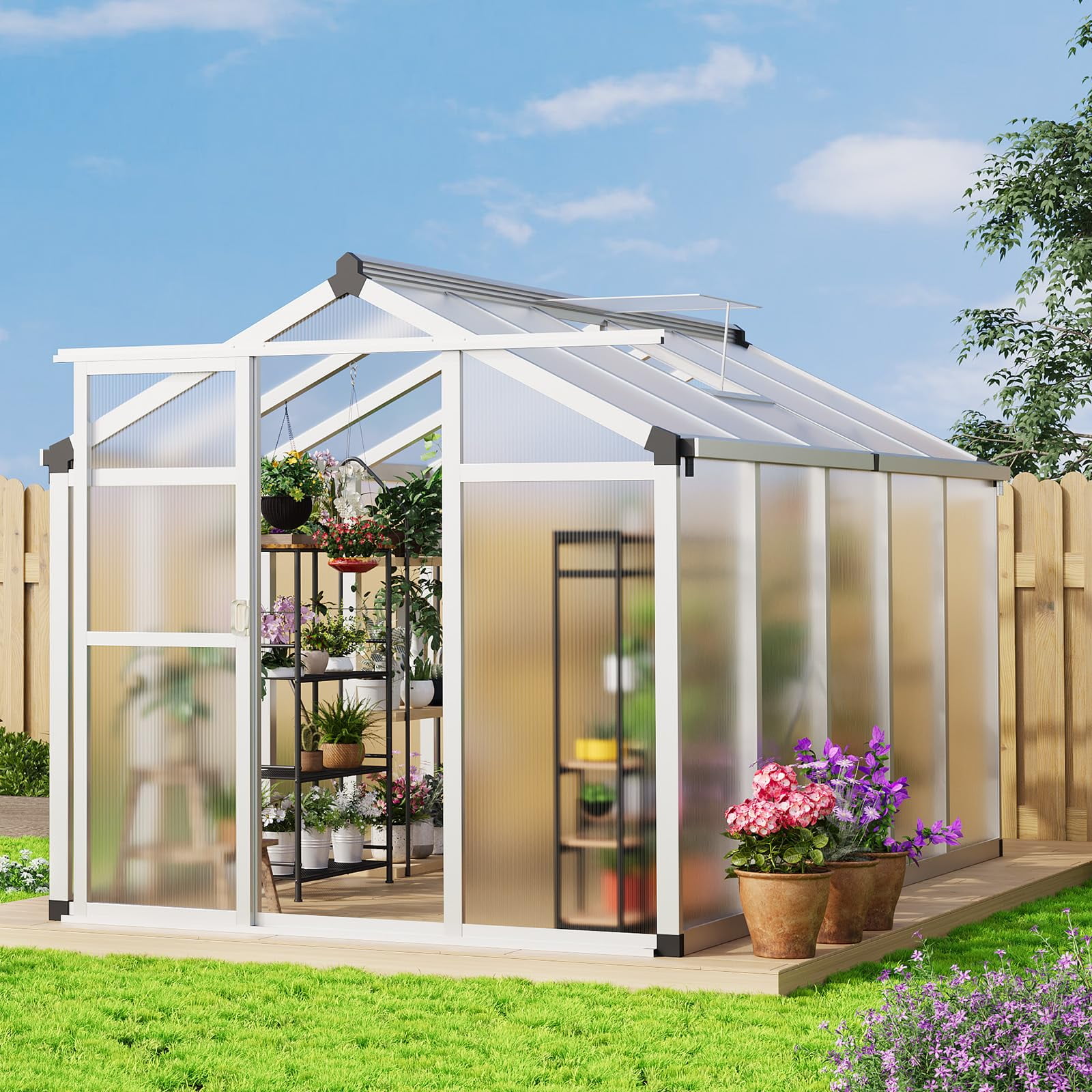 Ataucjin 6x8 FT Greenhouse for Outdoors,Polycarbonate Greenhouse with ...