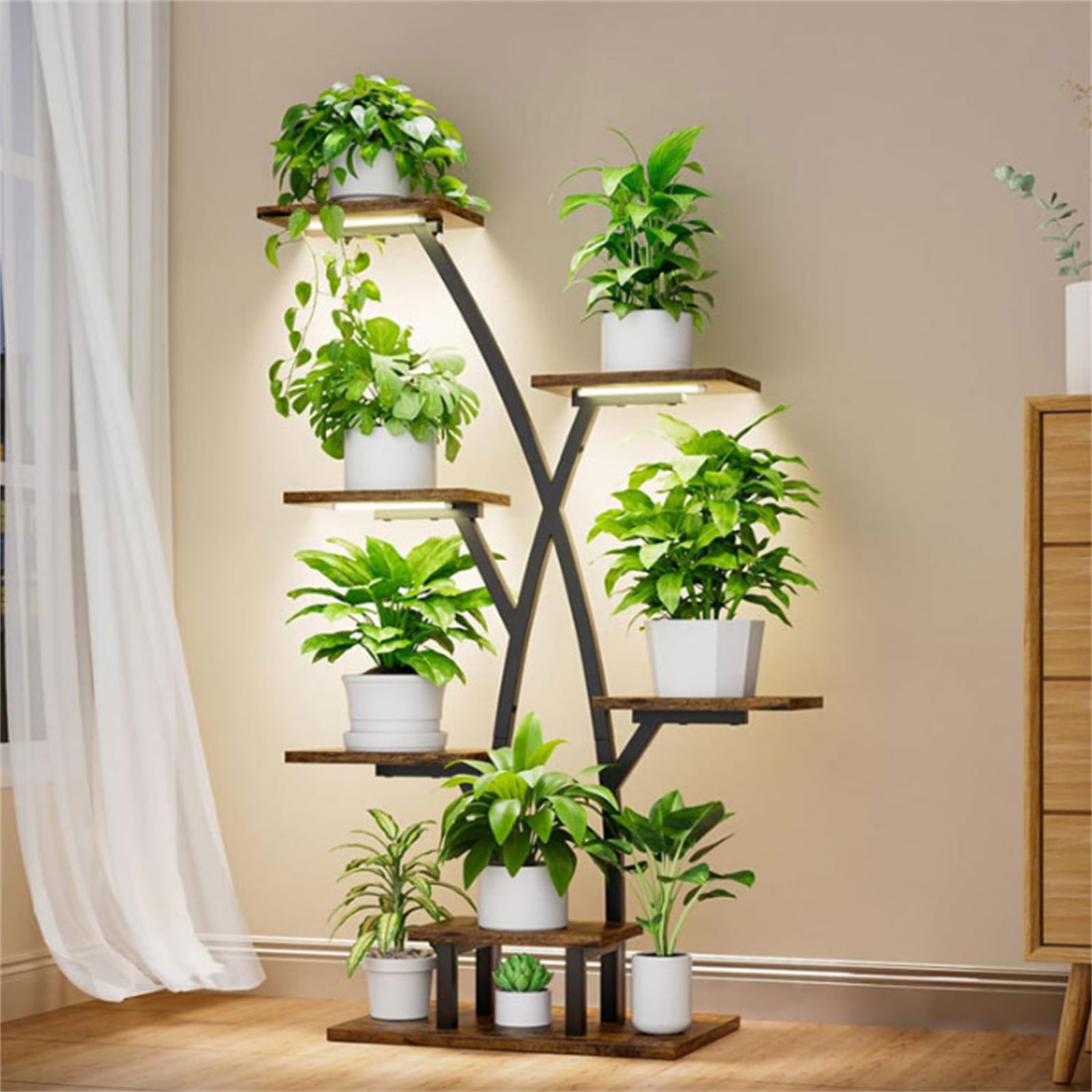 Ataucjin 7 Tier Plant Stand Indoor, Multi-Layer Plant Stands With Grow ...