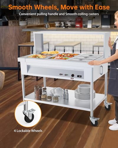 Ataucjin 72QT Commercial Food Warmer 9x8QT Electric Steam Table 9-Pans ...