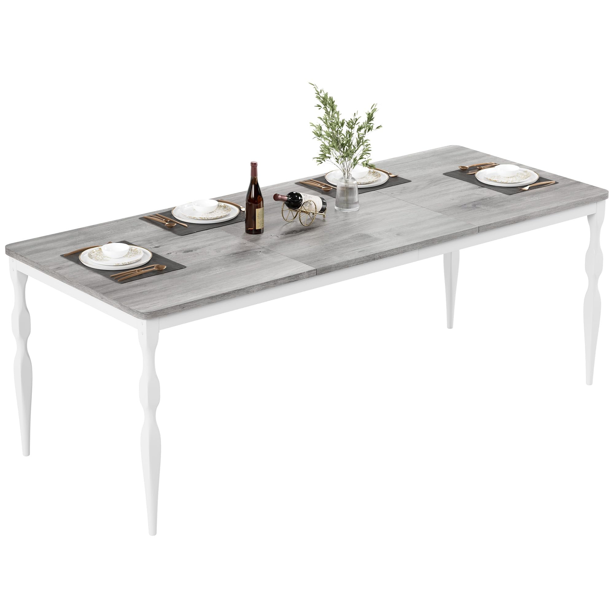 Ataucjin 78 Inch Rectangular Dining Table for 6, Rustic Farmhouse ...