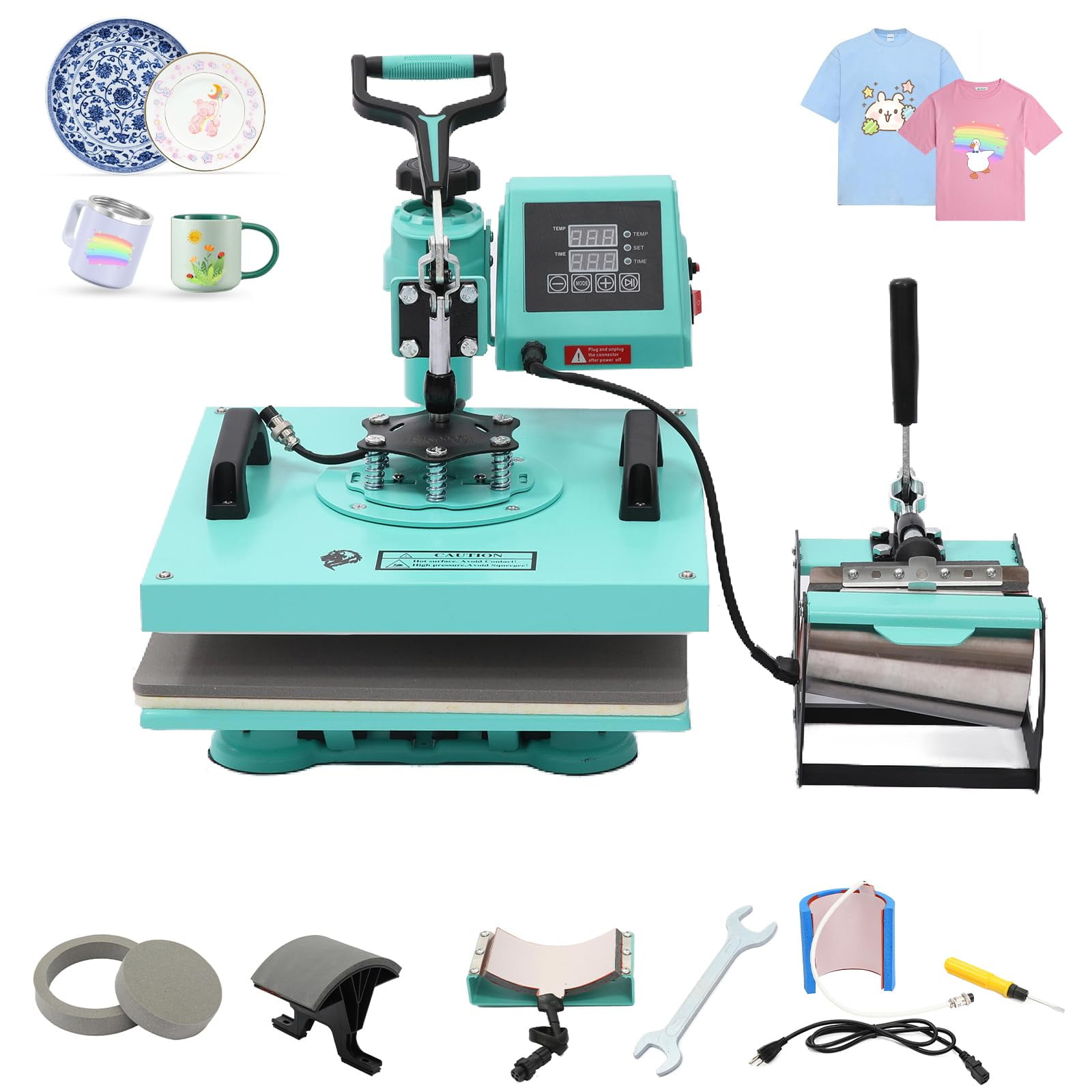 Ataucjin 8 In 1 Heat Press Machine,360° Swing Away Digital Tshirt Press ...