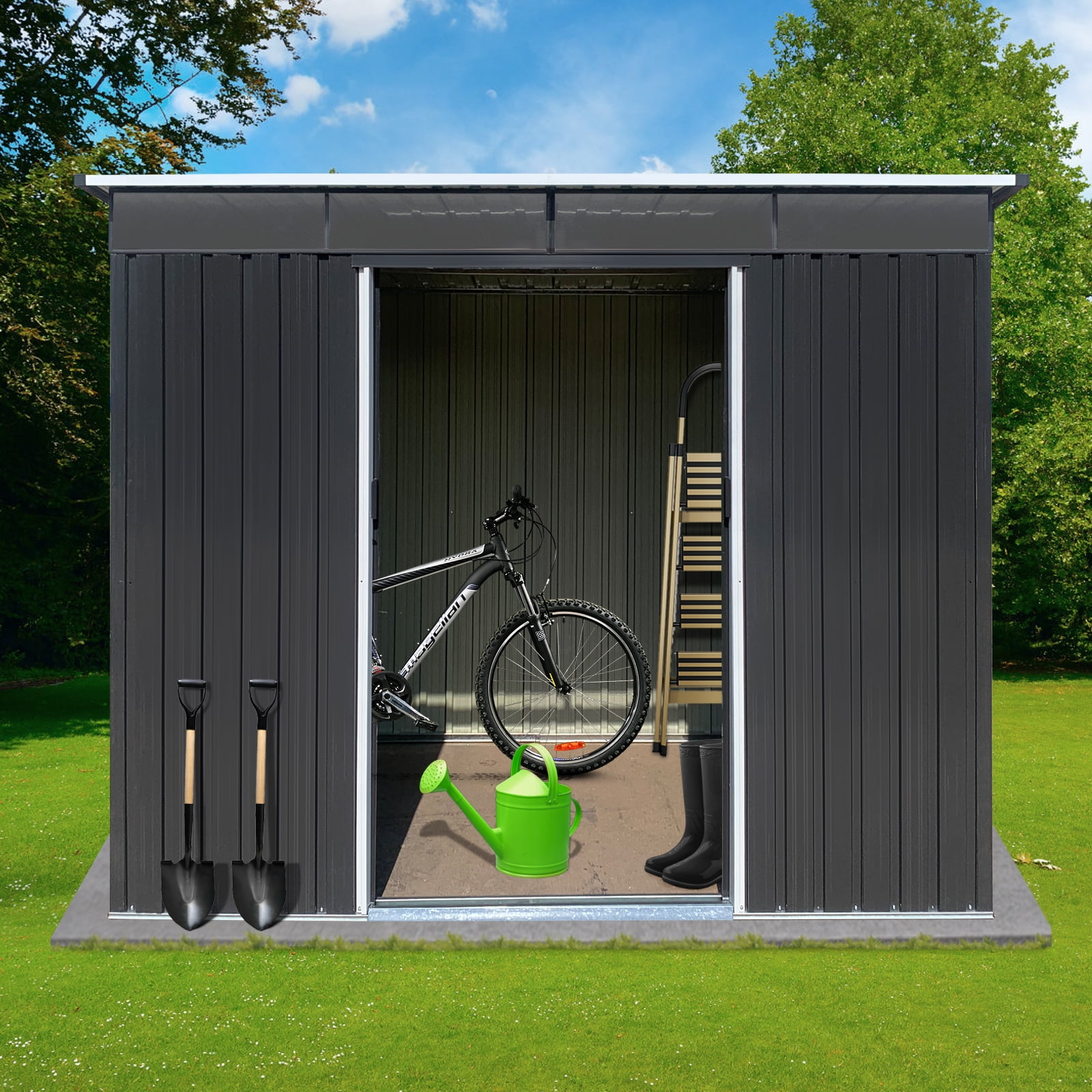 Ataucjin 8X6ft Outdoor Storage Shed, Metal Sheds & Outdoor Storage ...