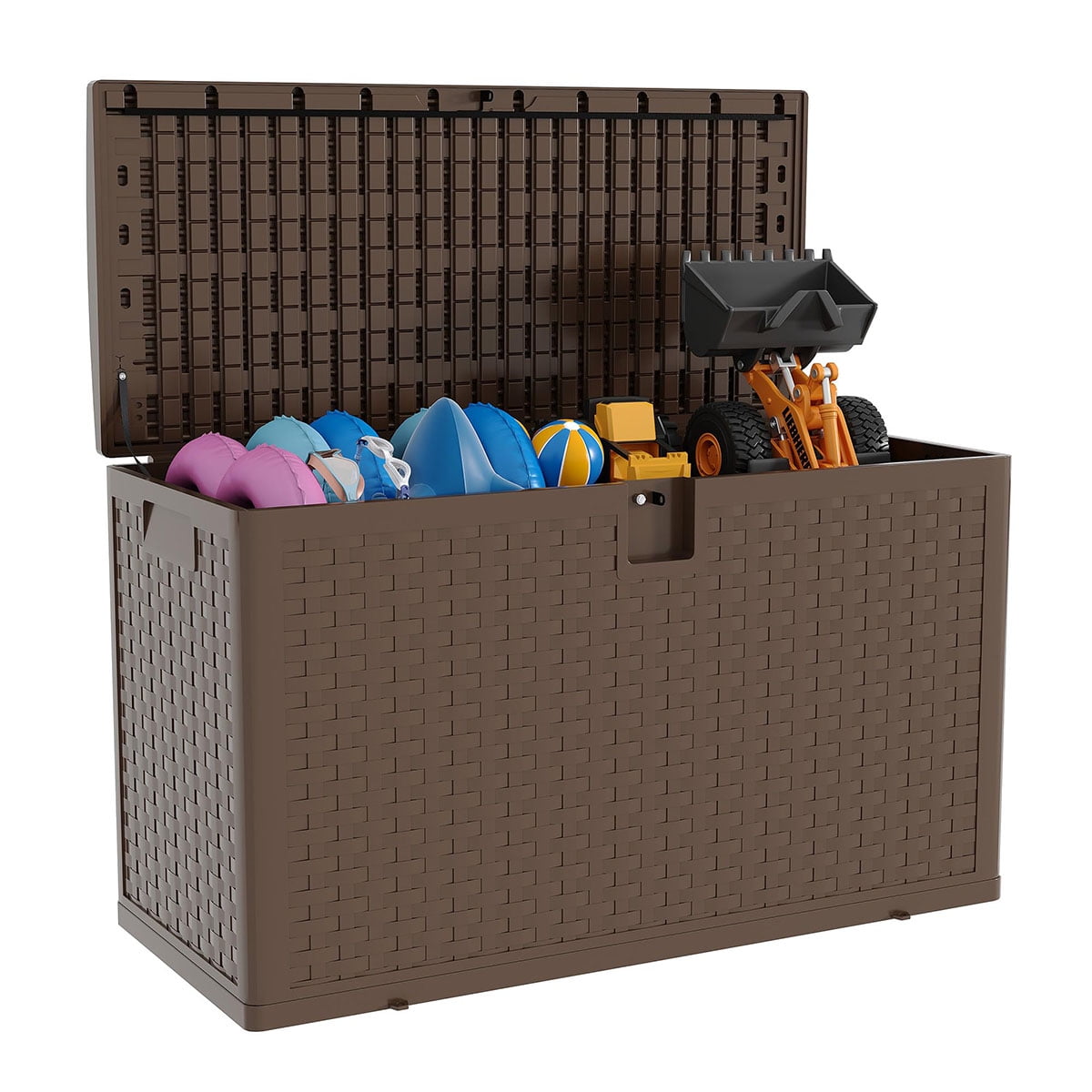 Ataucjin 99 Gallon Outdoor Storage Box Waterproof, Lockable Resin Deck ...