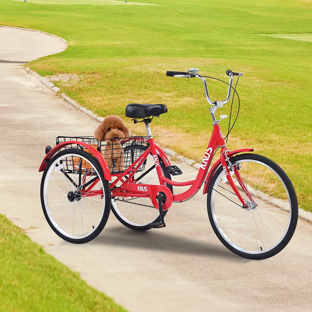 Ataucjin Adult 26 Inch Tricycle Single 3 Wheel Bike Shopping Basket ...