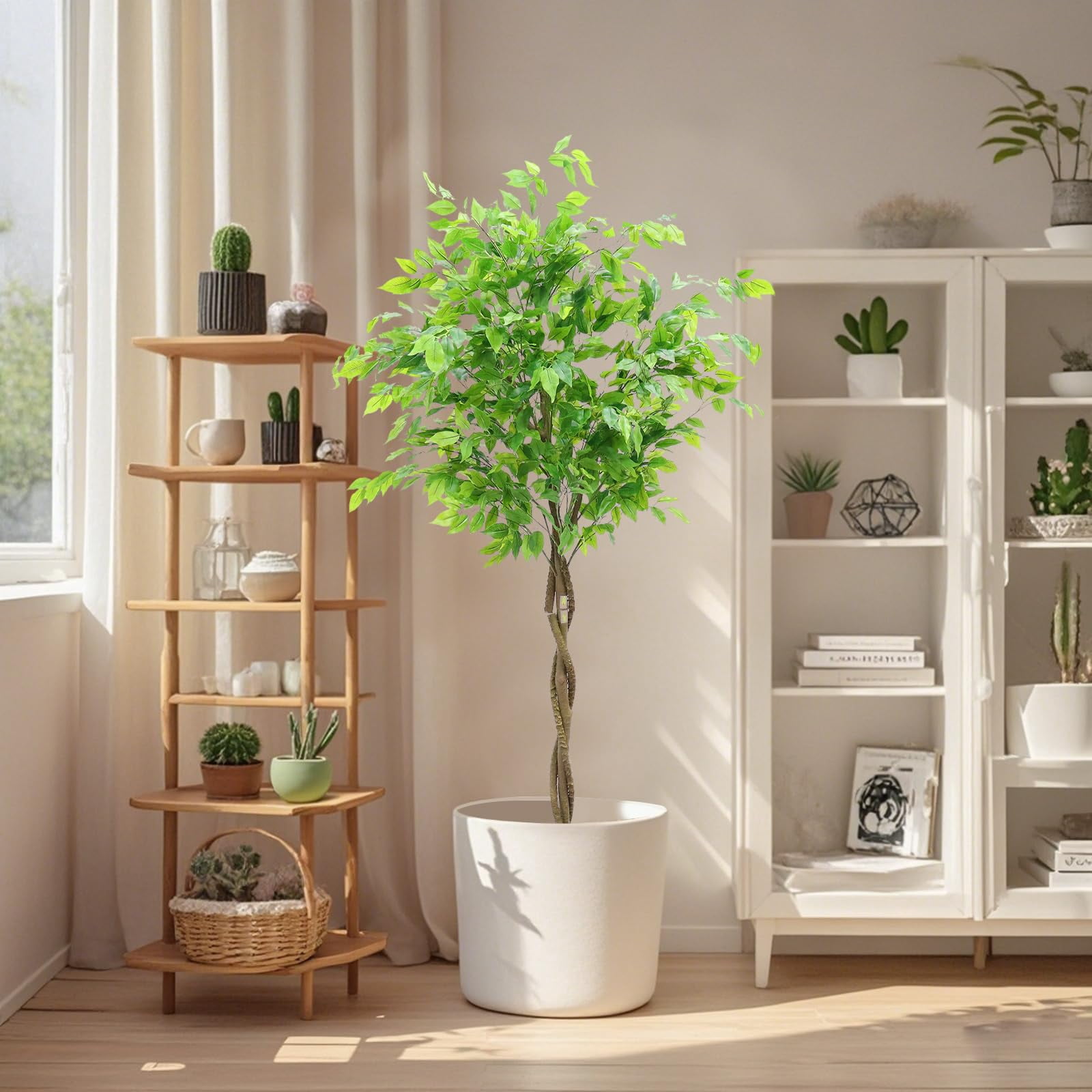 Ataucjin Artificial Ficus Tree,Tall Fake Ficus Tree In Pot,Potted Faux ...