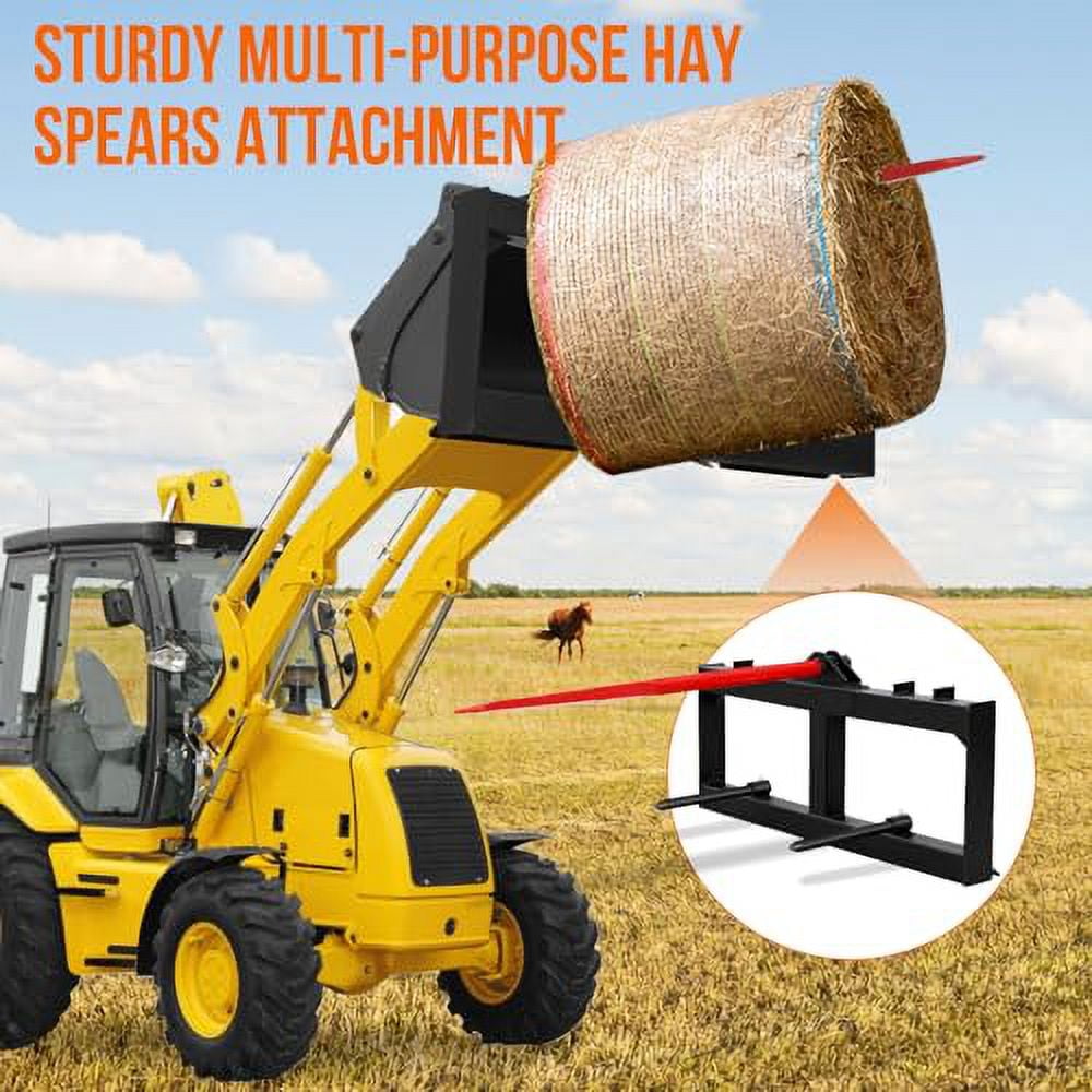 Ataucjin Attachments Skid Steer Hay Frame Attachment, 49'' Hay Spear ...