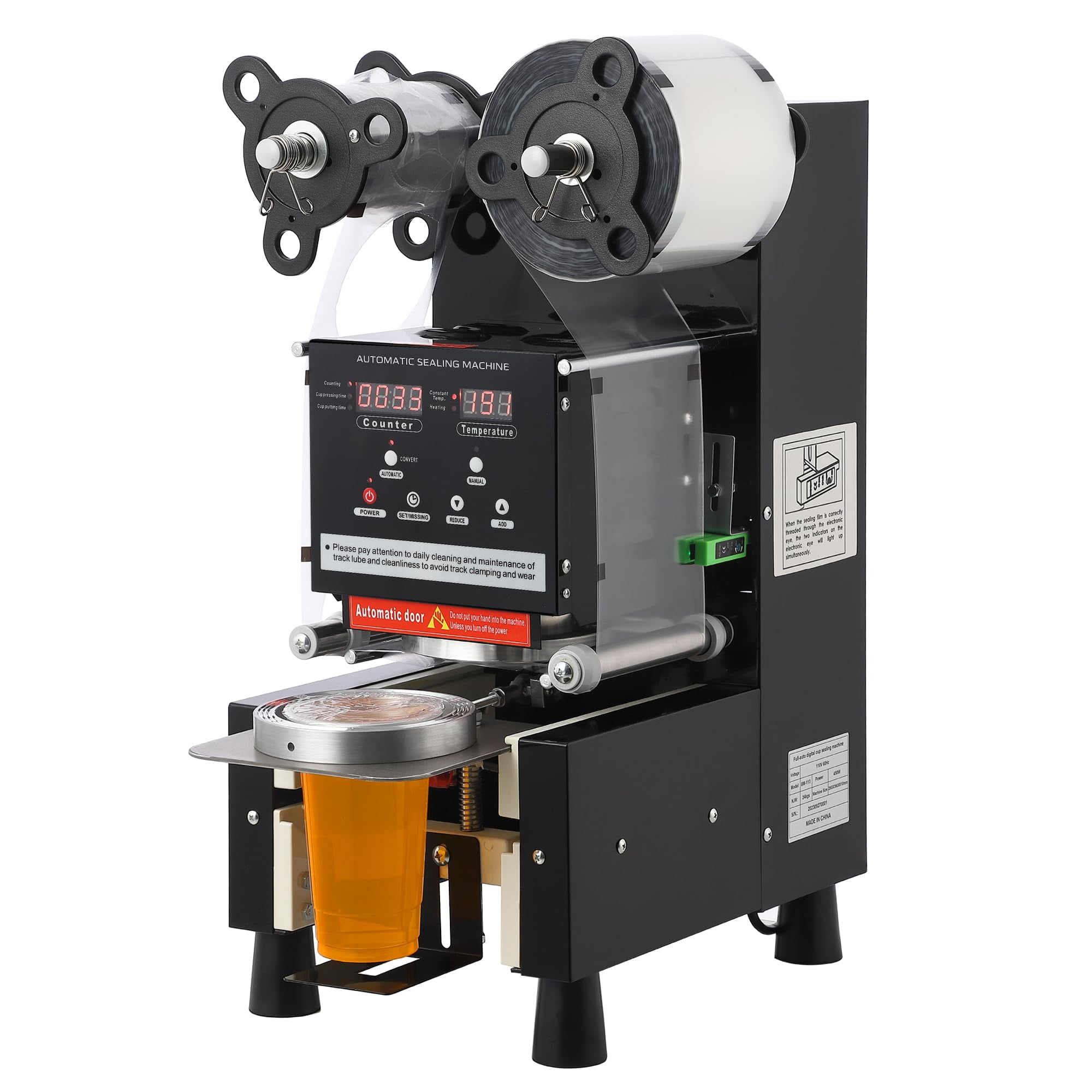 Ataucjin Auto Cup Sealing Machine 500-650 Cups/H 90/95mm Commercial ...