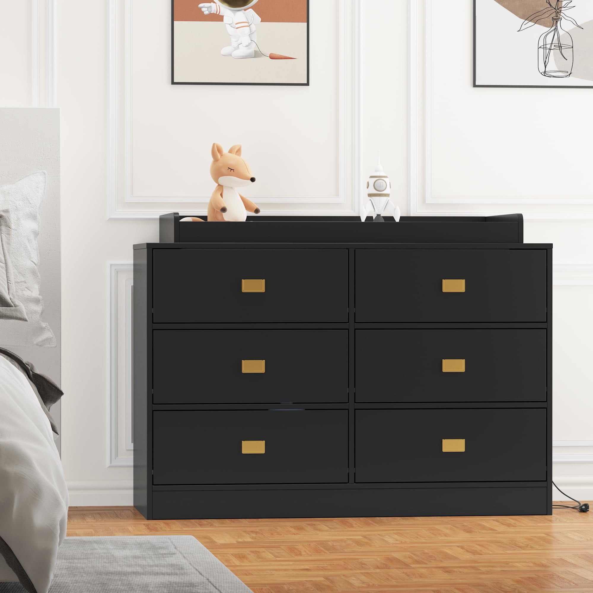 Ataucjin Baby Changing Table Dresser With Drawers Diaper Changing ...