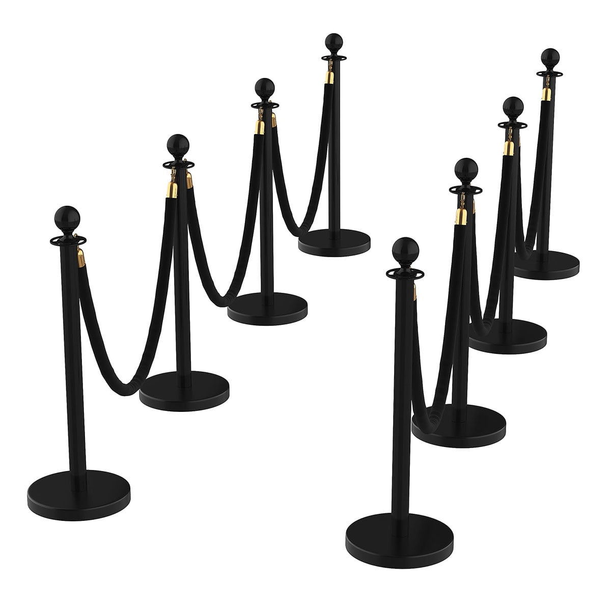 Ataucjin Black Crowd Control Stanchions with 5Ft Velvet Rope,Queue ...
