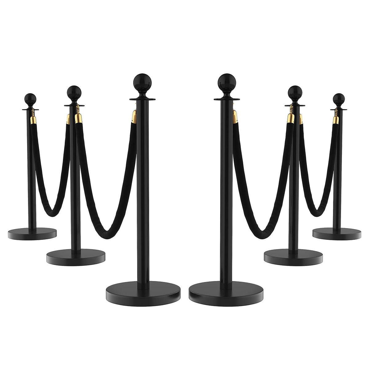 Ataucjin Black Crowd Control Stanchions with 5Ft Velvet Rope,Queue ...