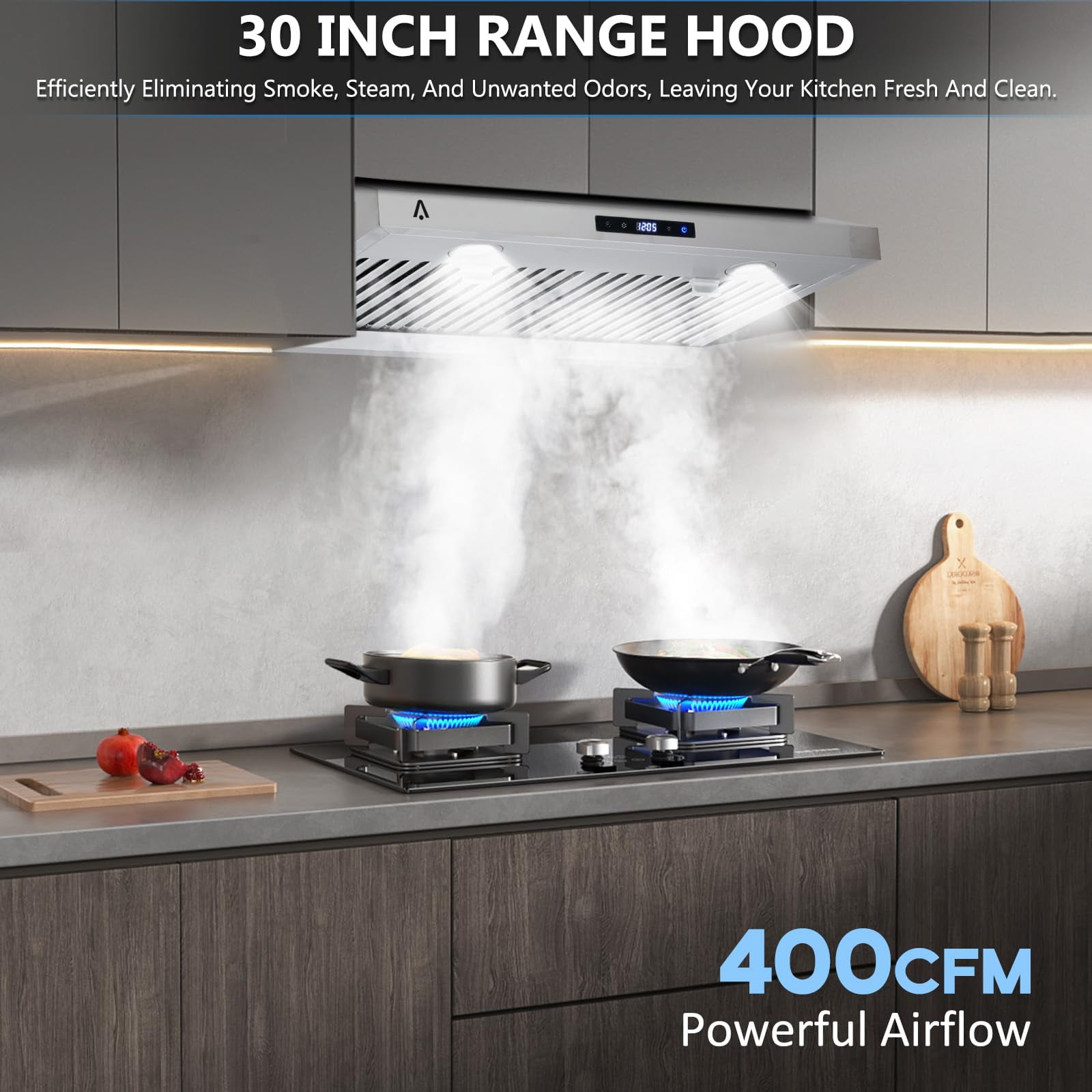 Ataucjin Under Cabinet Range Hood 30", Ducted/Ductless, Stainless Steel ...