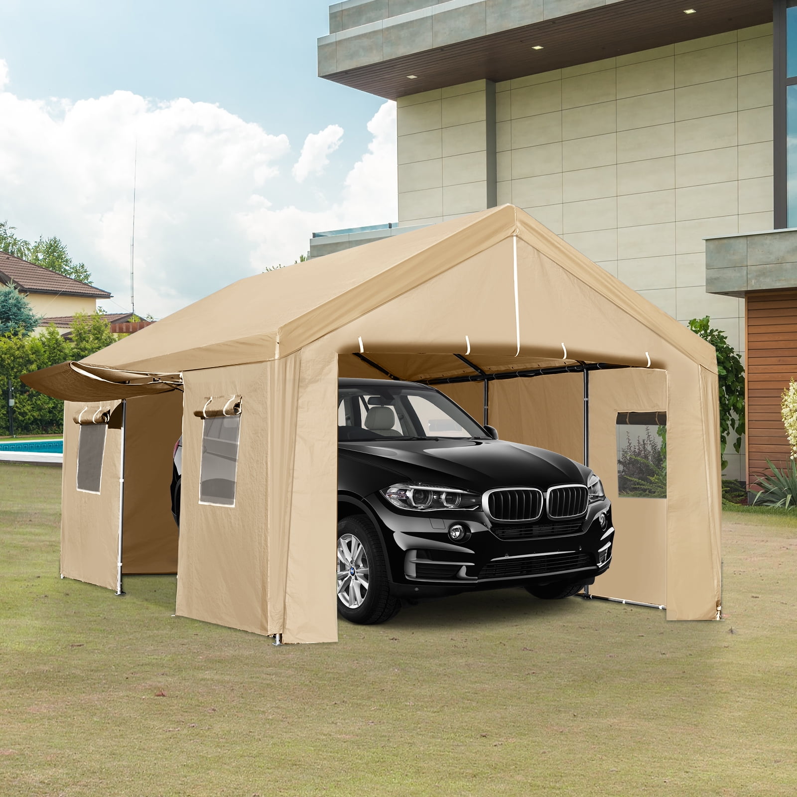 Ataucjin Carport 10×20 FT Heavy Duty Car Canopy with Ventilated Windows ...