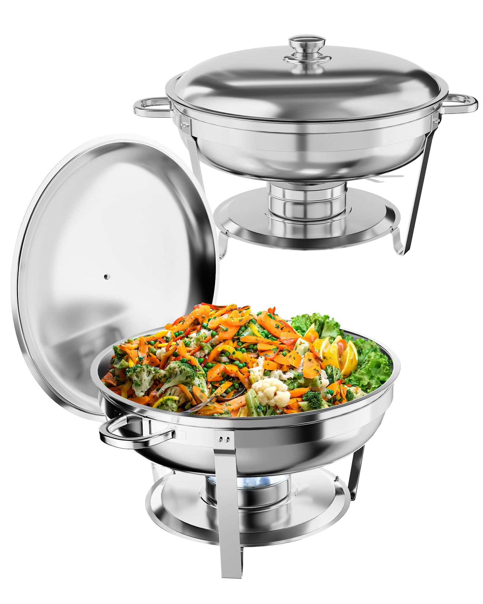 Ataucjin Chafing Dish Buffet Set 2 Pack, 5QT Round Stainless Steel ...