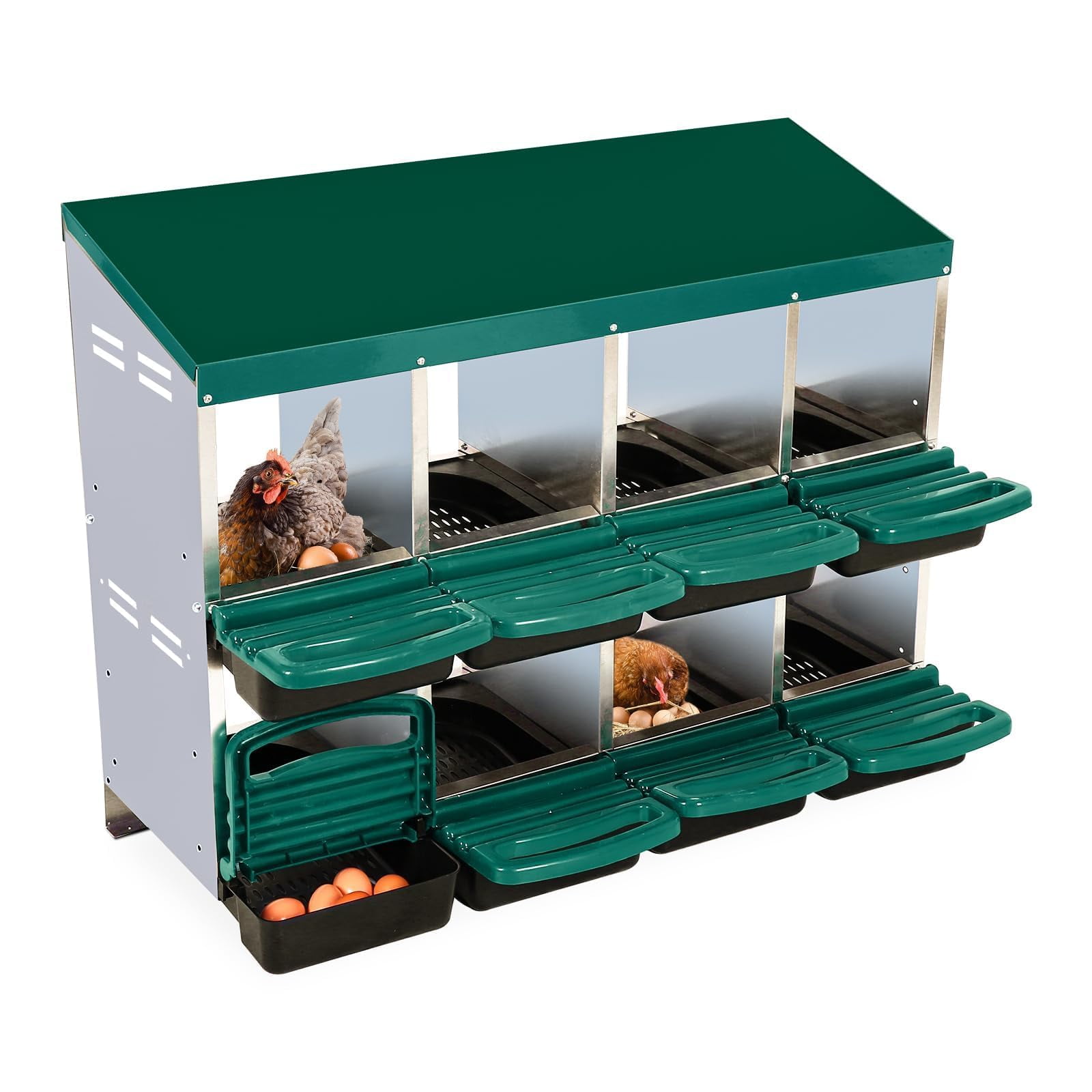 Ataucjin Chicken Nesting Box,6 Compartment 2 Layer Hen Nest Boxes With ...