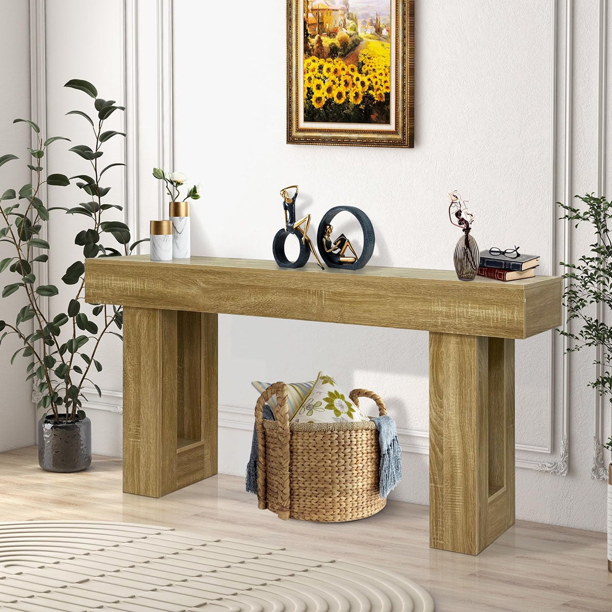 Ataucjin Console Table for Entryway, 63"Wood Rectangular Sofa Table Behind The Couch, Farmhouse ...