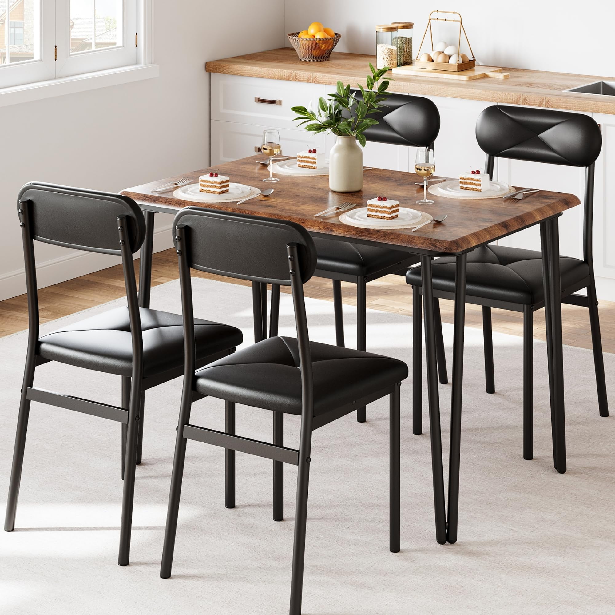 Ataucjin Dining Table Set for 4,Kitchen Table and Chairs for 4,Kitchen ...